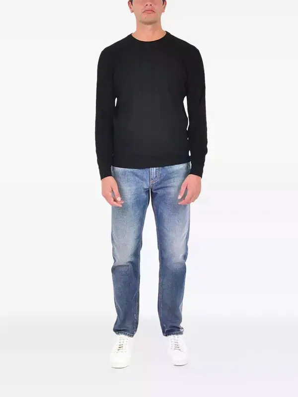 LOW BRAND Crew-neck Wool Sweater - Black