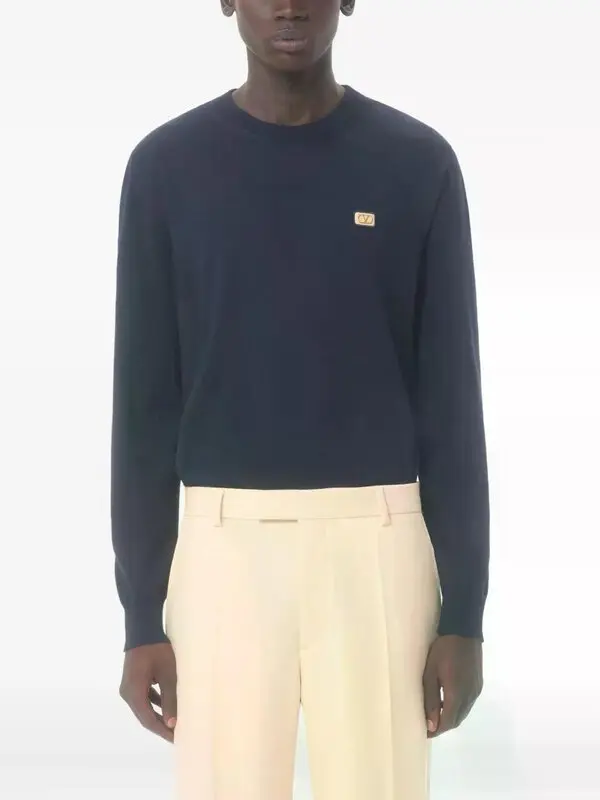Valentino Garavani Vlogo Patch Wool Crew Neck Sweater