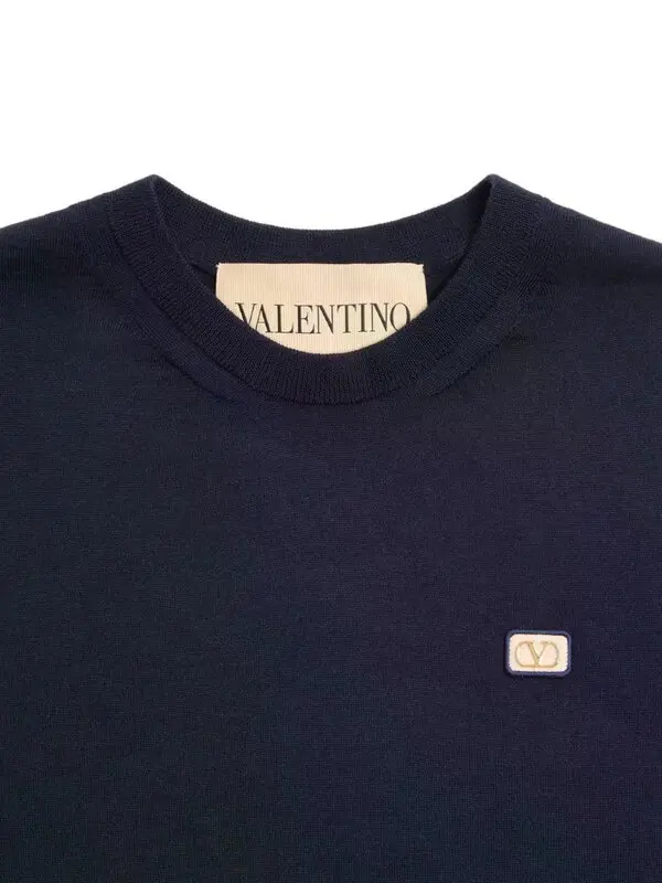 Valentino Garavani Vlogo Patch Wool Crew Neck Sweater