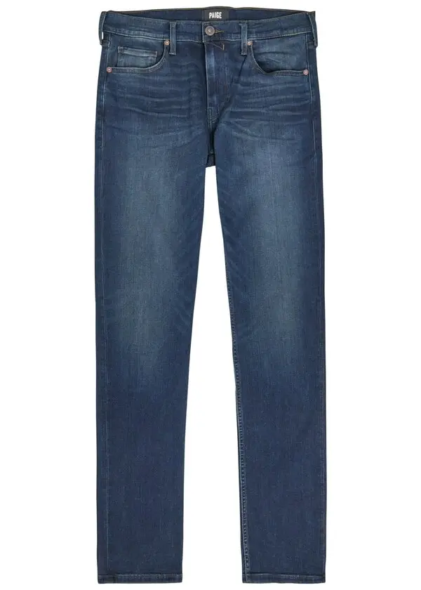 Paige Lennox Slim-leg Denim Jeans - Mid Blu