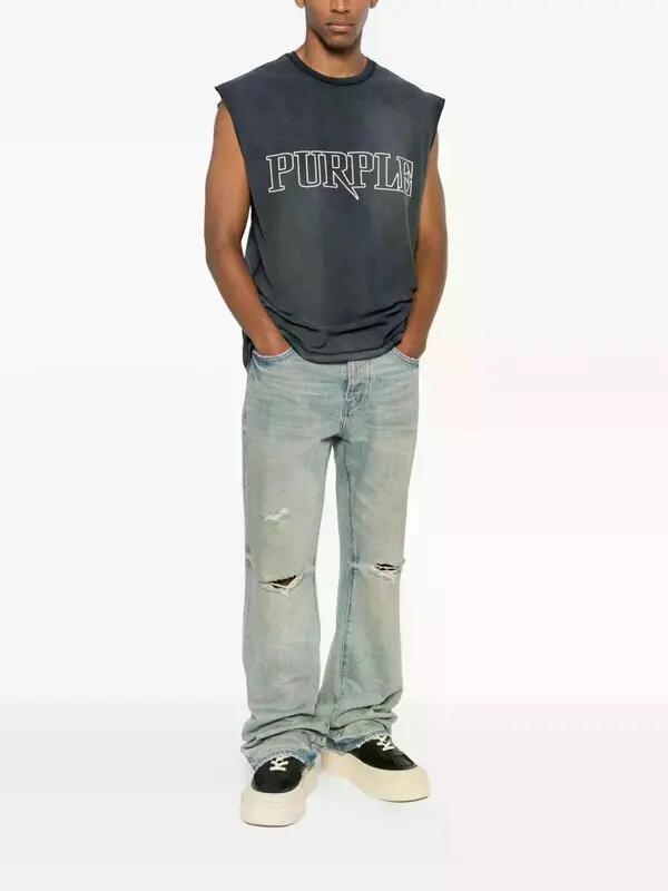 PURPLE BRAND Cotton Bootcut Jeans With Rip Detail
