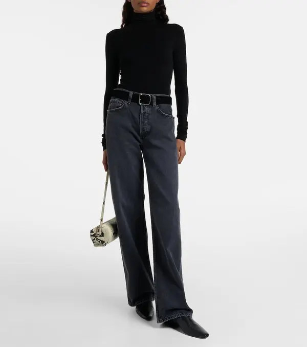 AGOLDE Wilma Jersey Mock Neck Bodysuit - Black