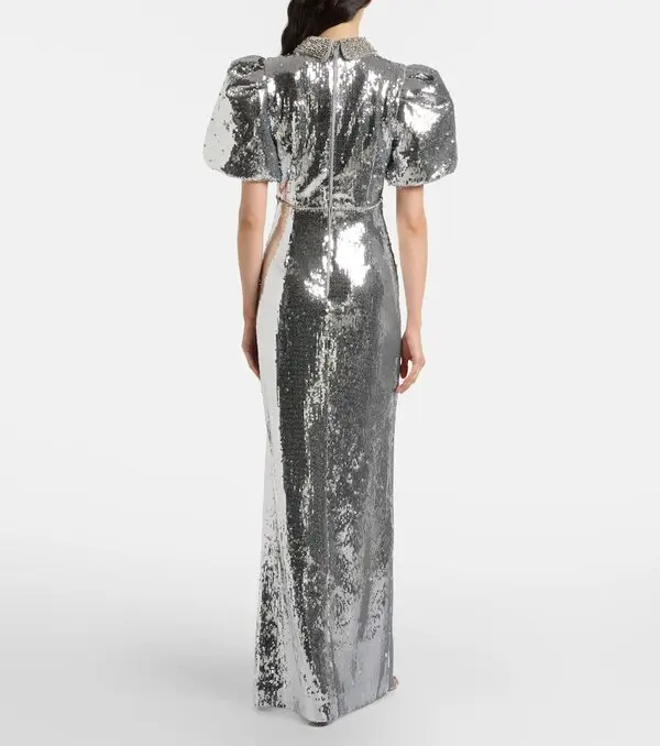 Rebecca Vallance Olympia Sequined Puff-sleeve Gown