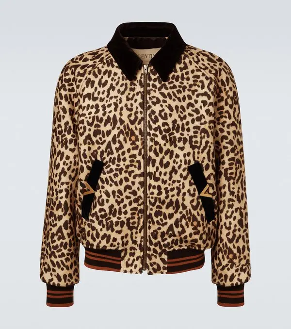 Valentino Garavani Vgold Leopard-print Wool Blouson Jacket