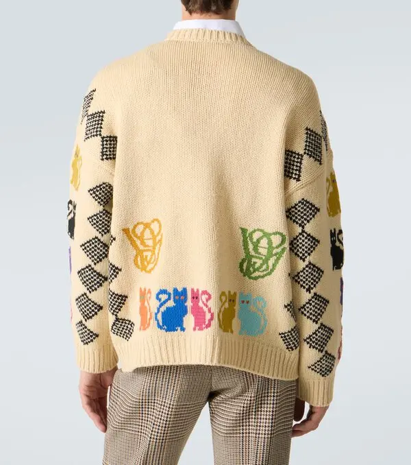 Valentino Garavani Jacquard Virgin Wool Cardigan With Embroidered Detail