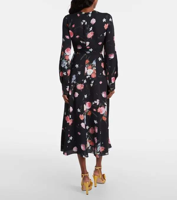Erdem Floral Crepe Midi Dress