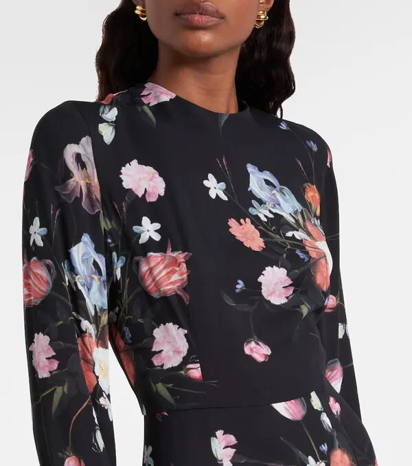 Erdem Floral Crepe Midi Dress