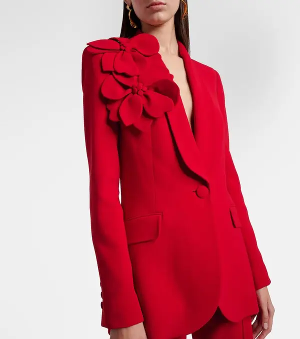 Elie Saab Floral-applique Cady Blazer - Red