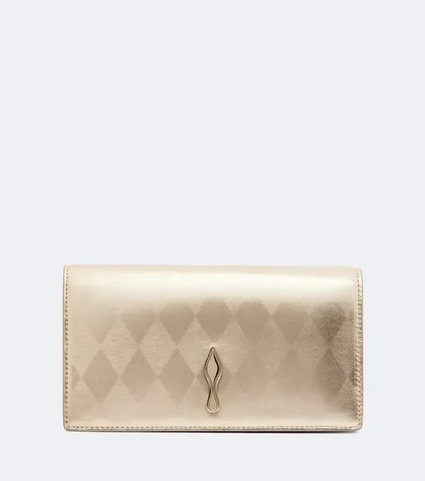 CHRISTIAN LOUBOUTIN Bettina Metallic Leather Clutch - Gold