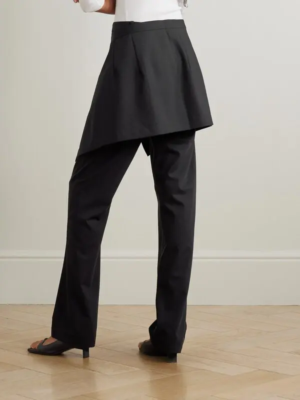 ST. AGNI Layered Wool Trousers With Skirt Overlay