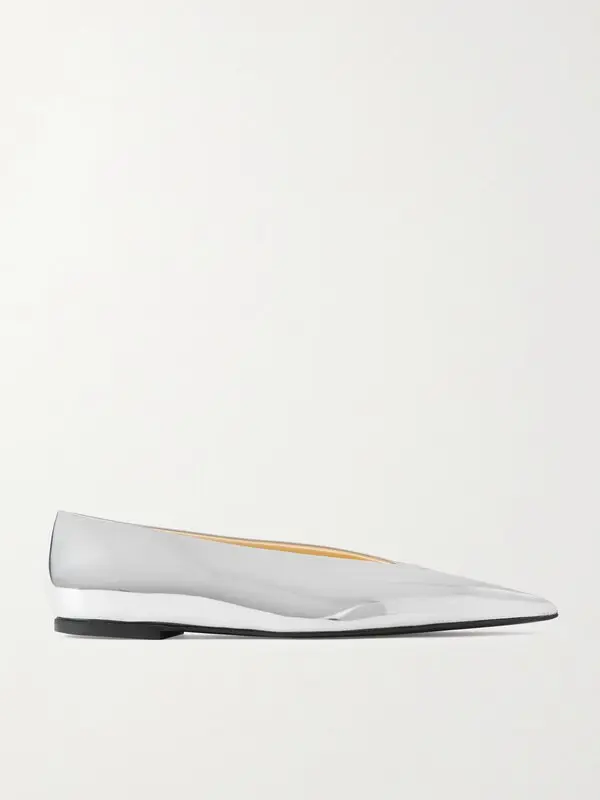 Proenza Schouler Slash Metallic Leather Point-toe Flats - Silver