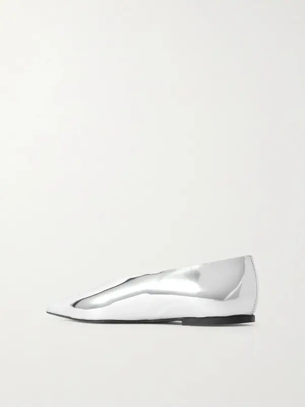 Proenza Schouler Slash Metallic Leather Point-toe Flats - Silver