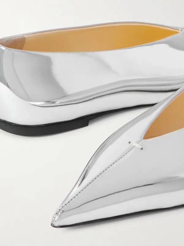 Proenza Schouler Slash Metallic Leather Point-toe Flats - Silver