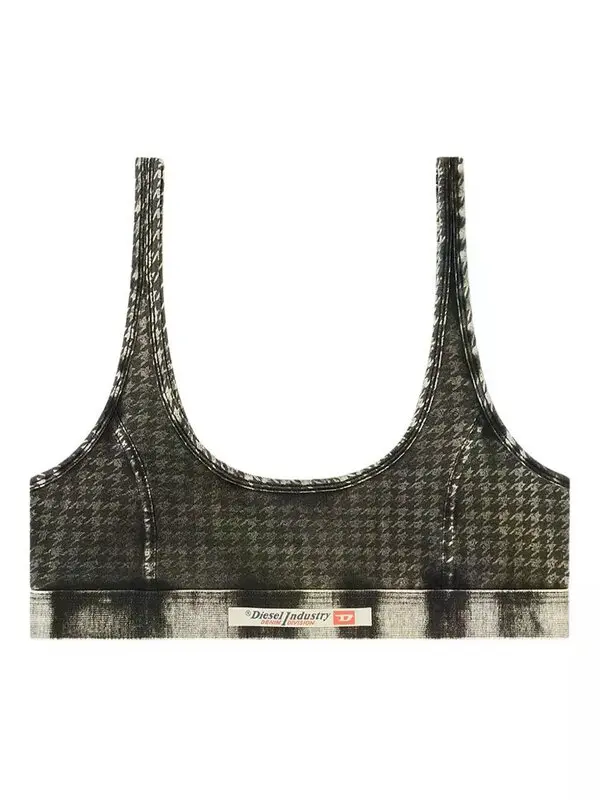 DIESEL® Ariel-dnm Houndstooth-print Bra - Grey
