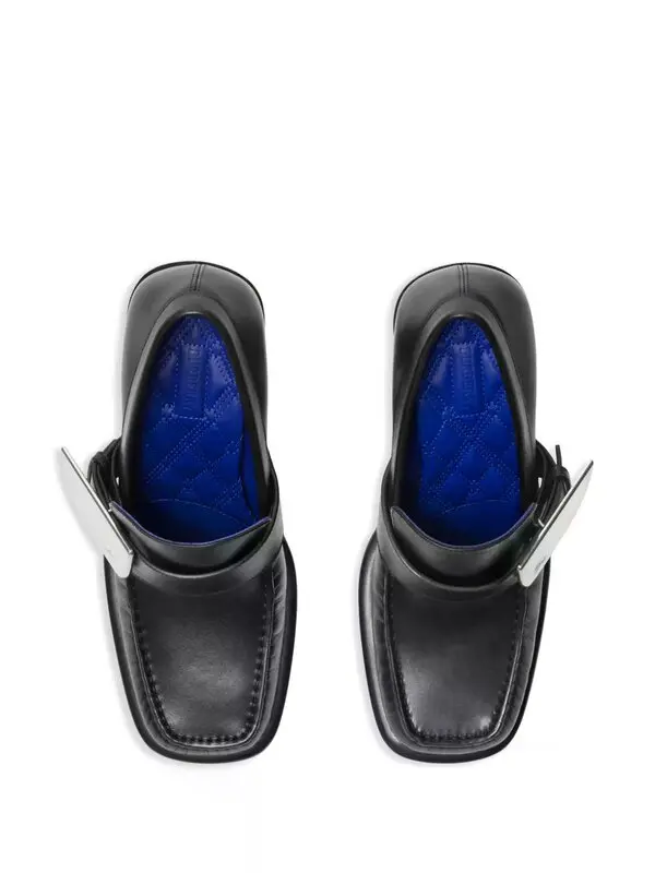 Burberry Shield High Block Heel Loafers - Black