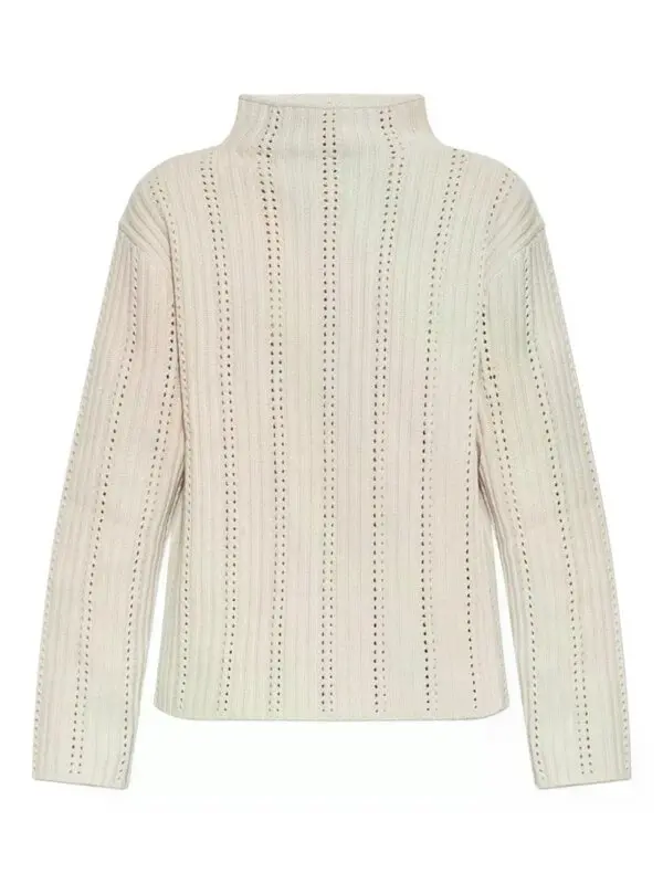 SAMSOE SAMSOE Openwork Design Turtleneck Sweater - Neutrals
