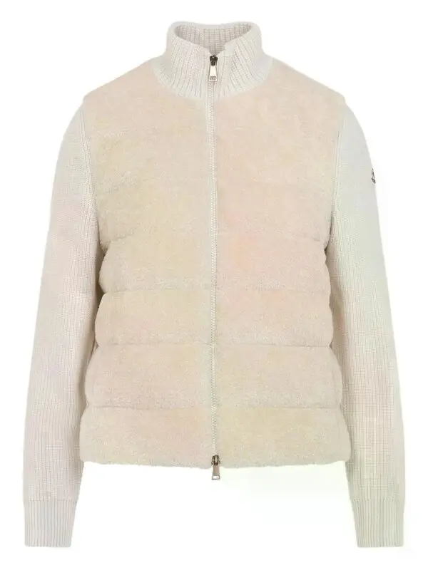 Moncler Quilted Ribbed-knit Cardigan - Neutrals