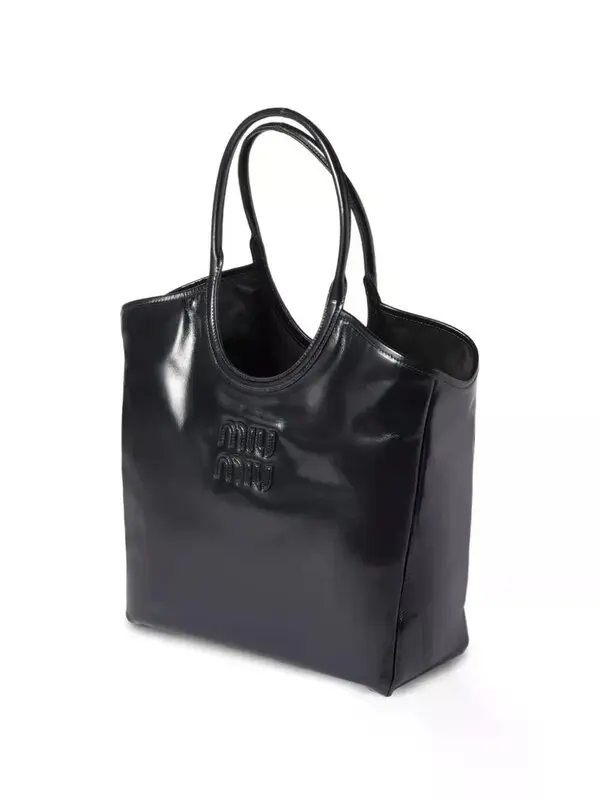 Miu Miu Ivy Leather Tote Bag - Black