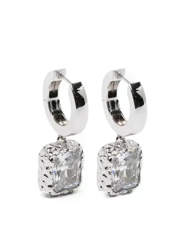 DARKAI Radiant White Textured Drop Earrings - Silver