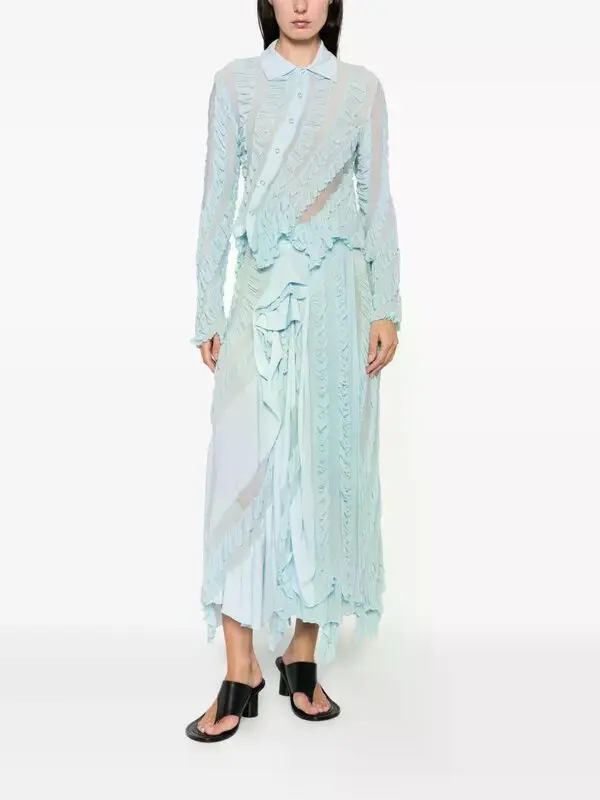 ANNI SALONEN Twisted Ruffled Shirt - Blue