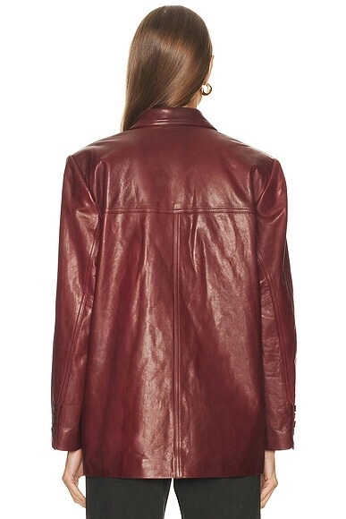 EAVES Aroa Leather Blazer Jacket - Beet Red