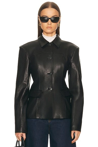 EAVES Leather Cinched Jacket - Black