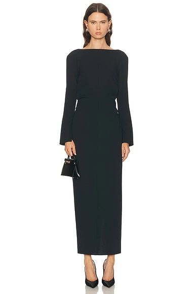 EAVES Norna Polished Crepe Maxi Dress - Black