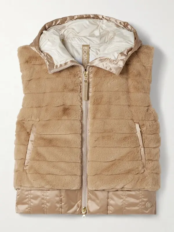 Bogner Yumi Hooded Quilted Down Ski Vest - Neutrals
