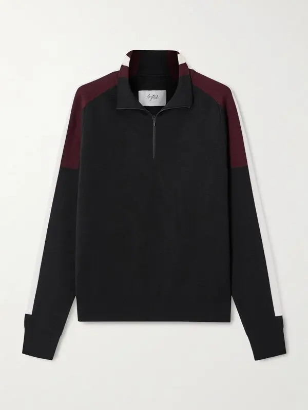 Aztech Mountain Caroline Color-blocked Half-zip Wool-blend Sweater - Black