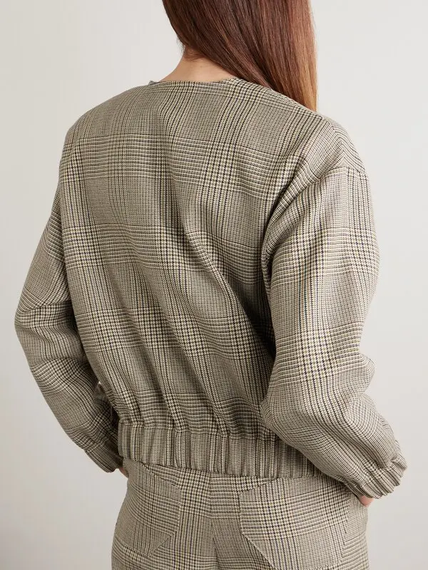 VIOLANTE NESSI Kelly Houndstooth Wool Bomber Jacket
