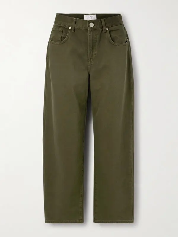 LA LIGNE Cotton-twill Wide-leg Trousers - Green