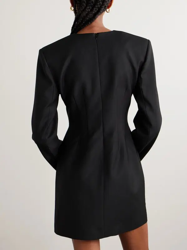 VIOLANTE NESSI Button-embellished Wool-blend Mini Dress