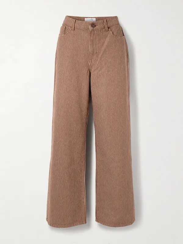 LA LIGNE Isadora Striped Cotton Wide-leg Trousers - Brown