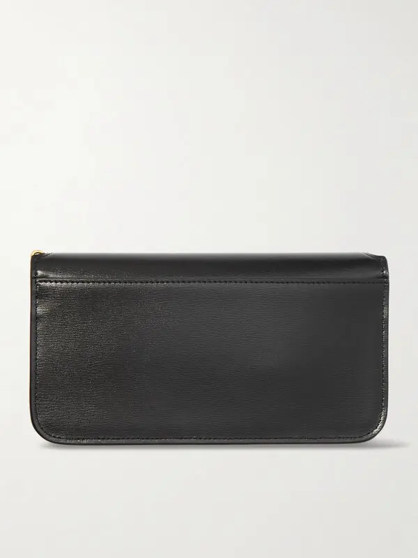 Saint Laurent Cassandre Strap Leather Phone Case - Black