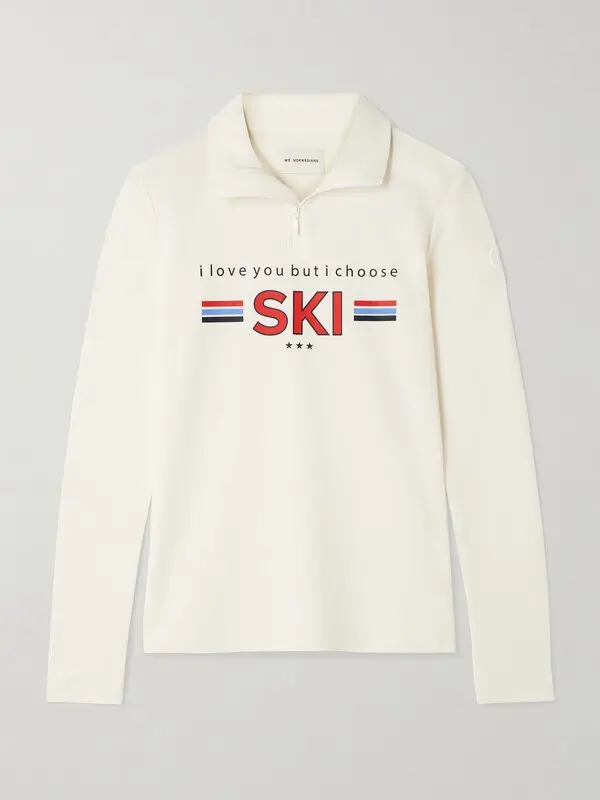 WE NORWEGIANS Bibi Printed Merino Wool-blend Piqué Half-zip Sweatshirt - Neutrals