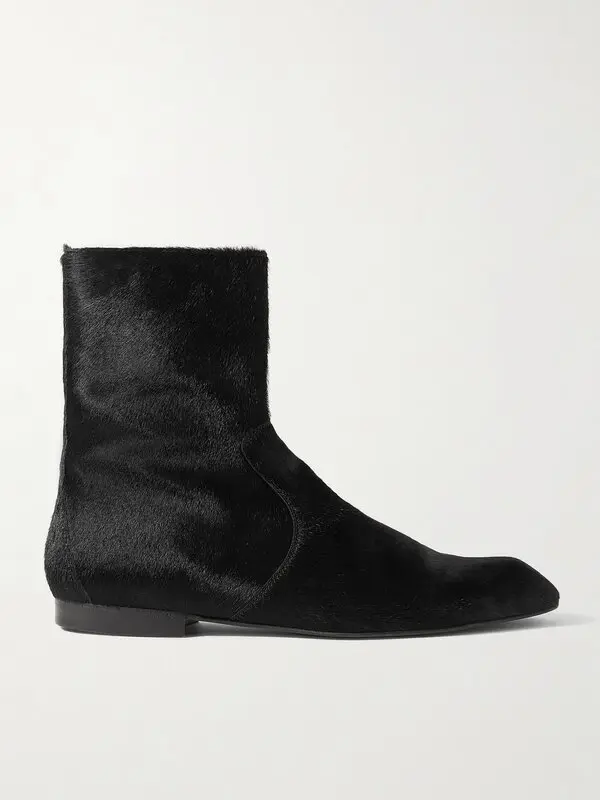 Khaite Calf Hair Ankle Boots - Black