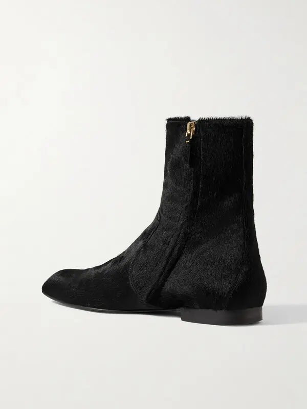 Khaite Calf Hair Ankle Boots - Black