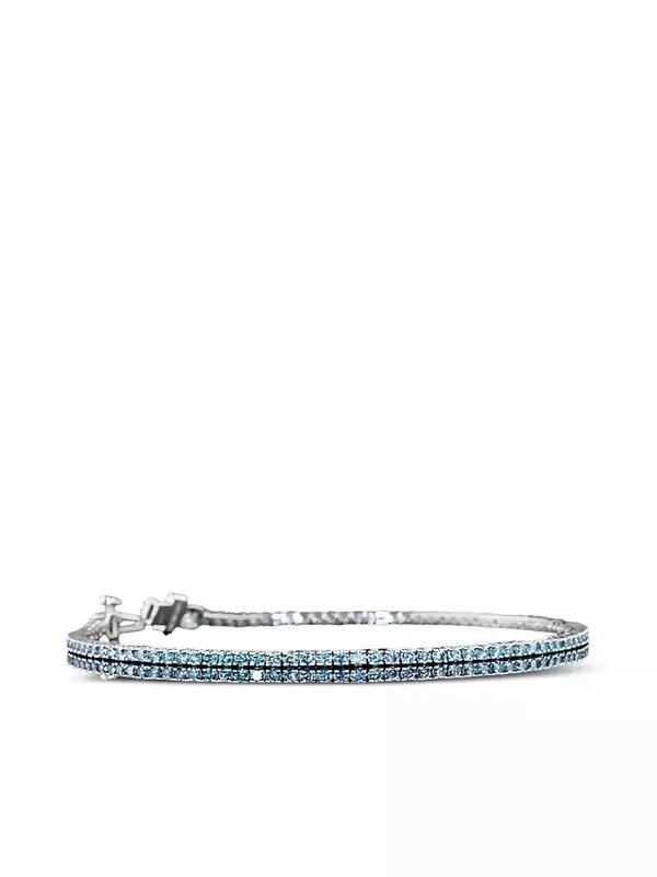 JEWELS AFICIONADO 14k White Gold Lab-grown Blue Diamond Tennis Bracelet - Silver