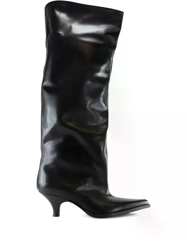 NOTABENE 60mm Yolanda Pointed Leather Boots - Black