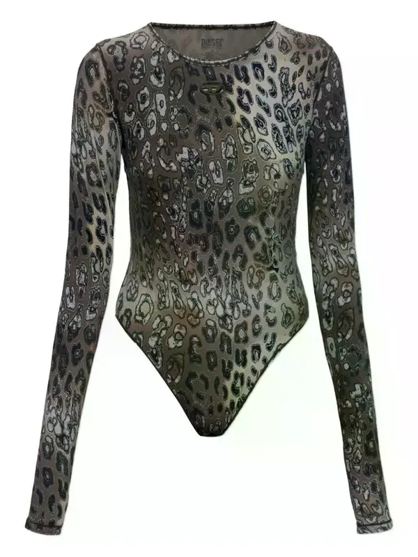 DIESEL® All-over Print Long-sleeve Bodysuit - Brown