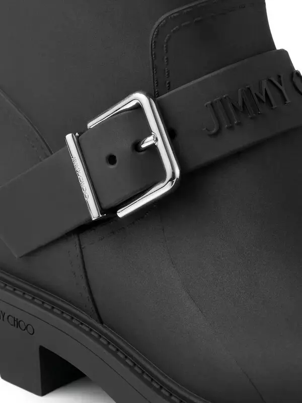 JIMMY CHOO Biker Buckle Strap Boots