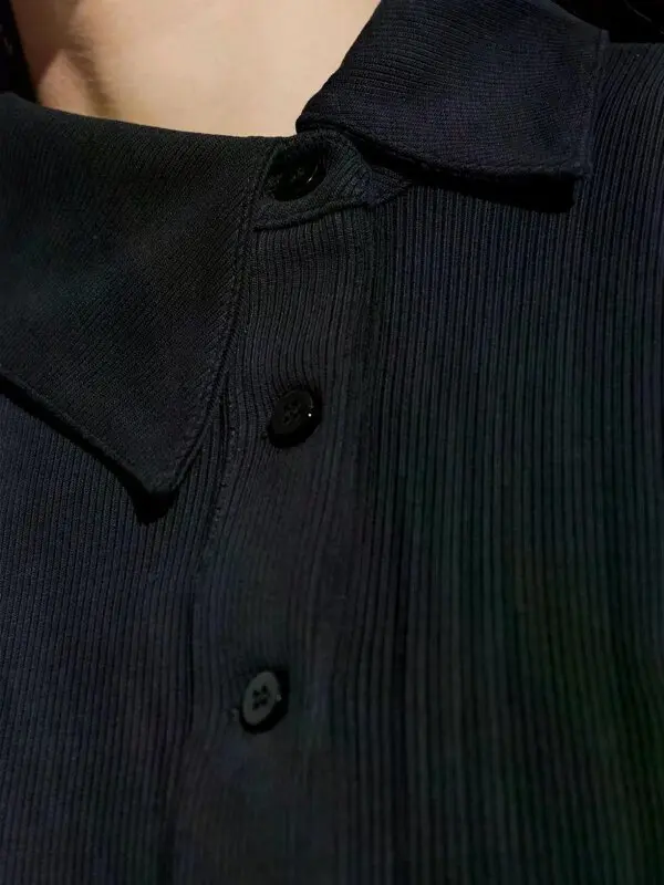 Attico Ribbed Collared Polo Top - Blue