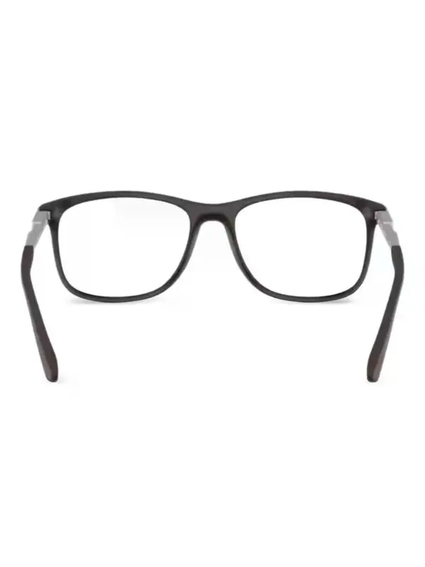 Emporio Armani Rectangle Frame Glasses With Silver-tone Detail - Black