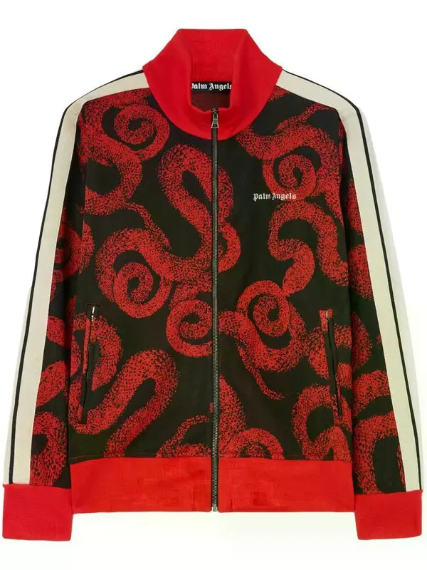 Palm Angels Snake-print Zip-up Sweatshirt