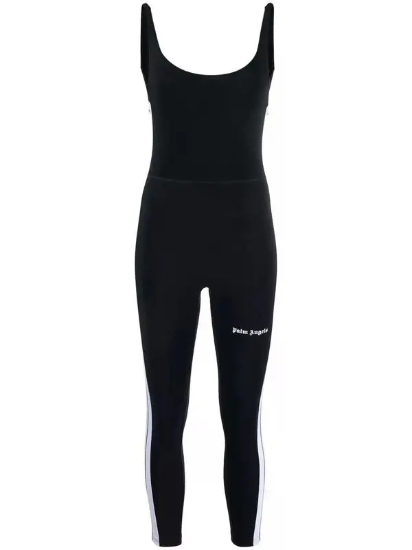 Palm Angels Sleeveless Logo Print Training Jumpsuit - Black