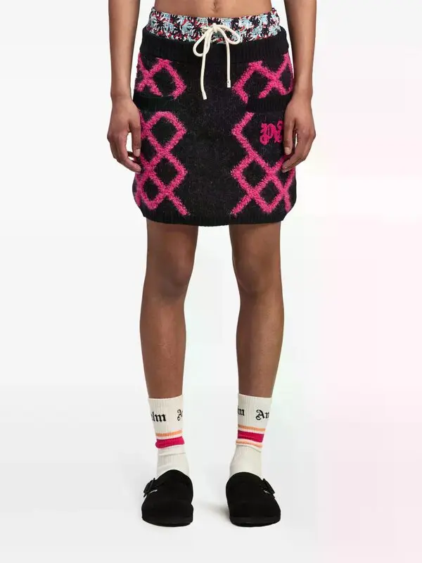 Palm Angels Knitted Argyle Check Mini Skirt