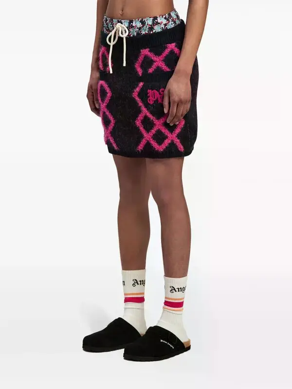 Palm Angels Knitted Argyle Check Mini Skirt