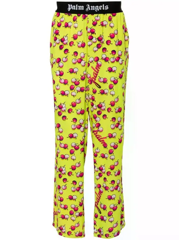 Palm Angels Cherry-print Trousers - Green
