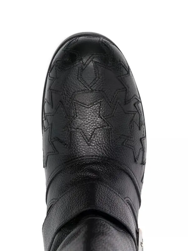 STEFAN COOKE Star Grainy Leather Biker Boots