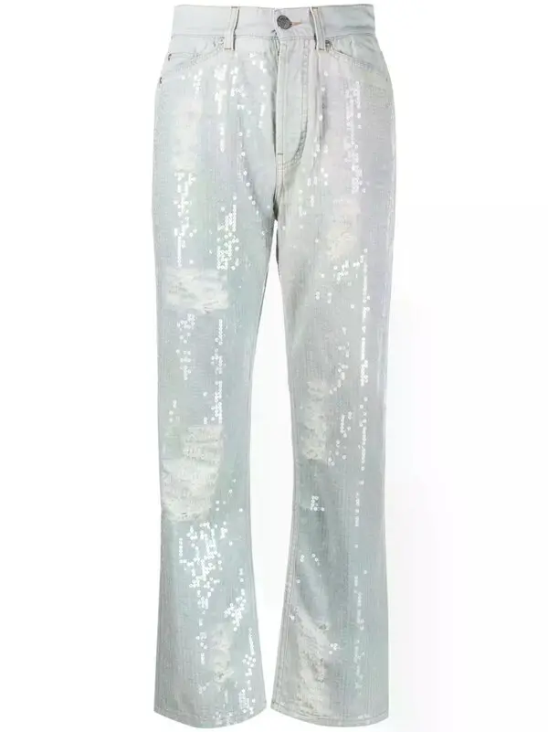 Palm Angels Sequinned Straight-leg Jeans - Blue